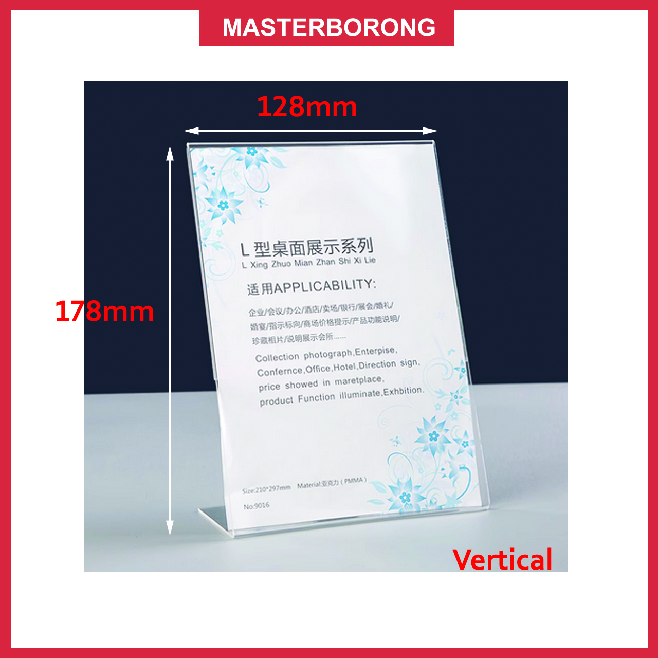 L Shape Acrylic Stand A4 A5 A6 Size Display Stand Transparent Holder ...