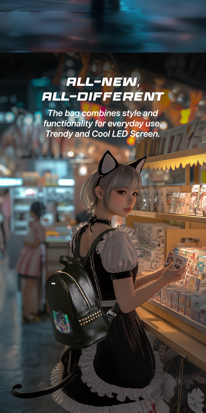 LOY Pixel Luxe - LED Backpack Bag with 4096 Pixel Art LED Screen ...