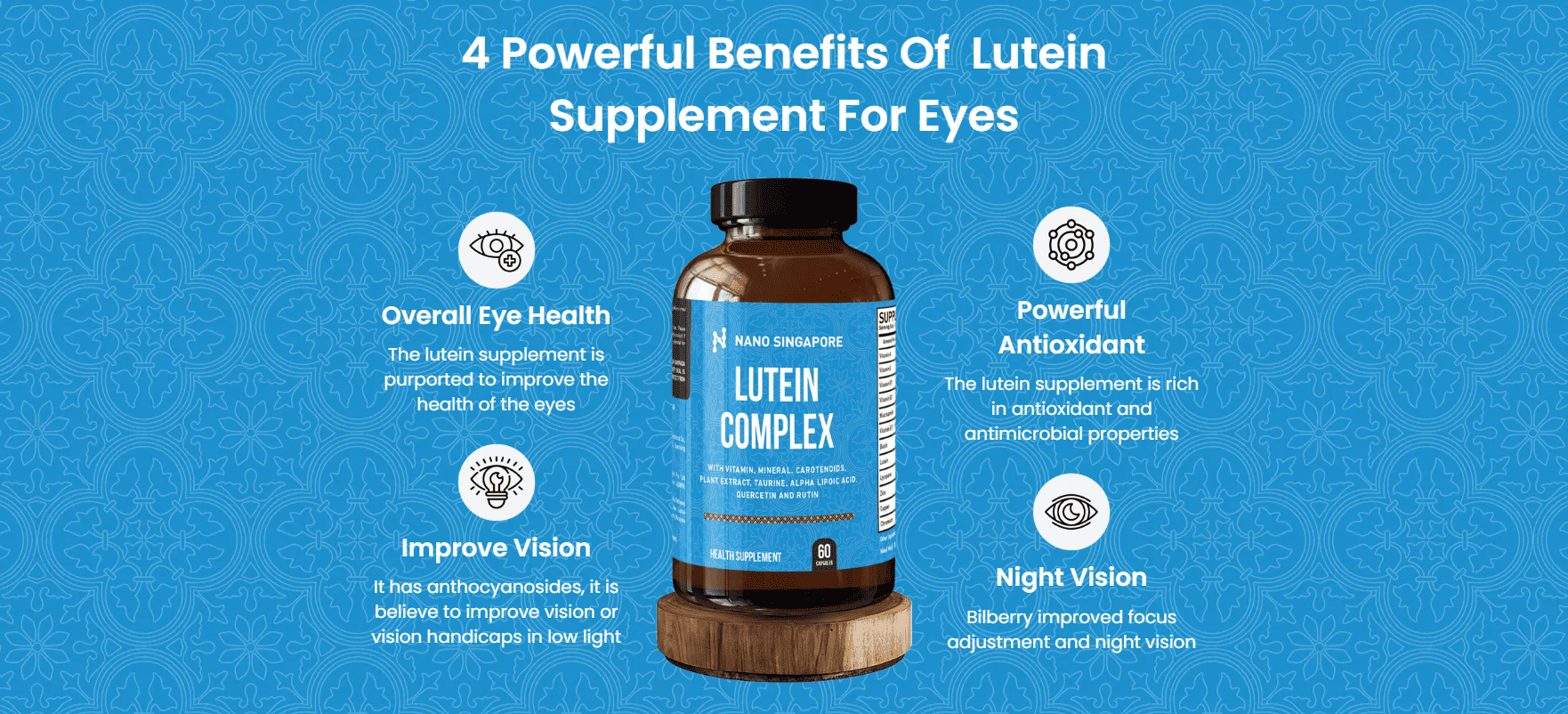 Nano Singapore Lutein Complex Vitamins For Eye – Zeaxanthin + Bilberry ...