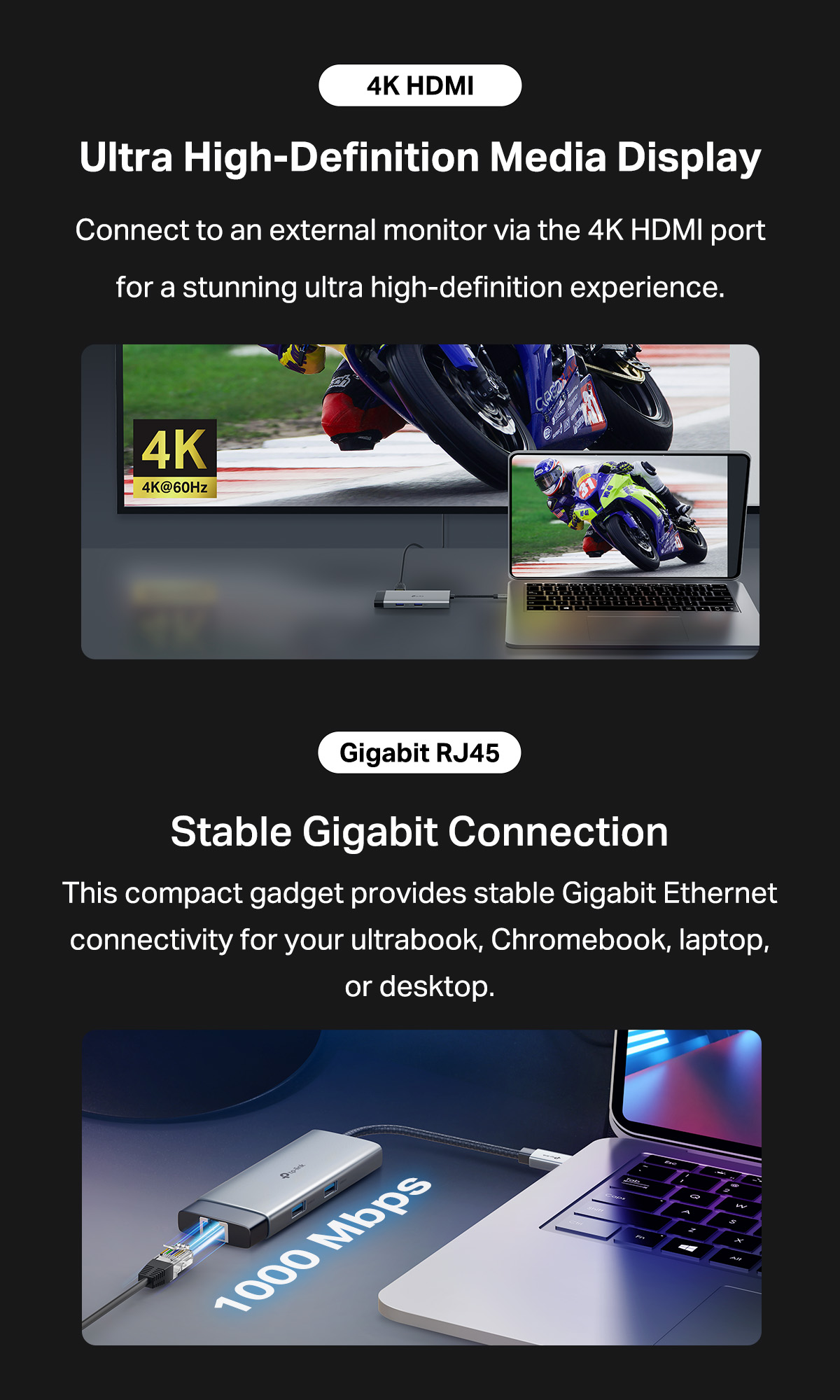 TP-Link UH6120C 6 Port with 100W Charging Ports 4K HDMI SuperSpeed Type ...