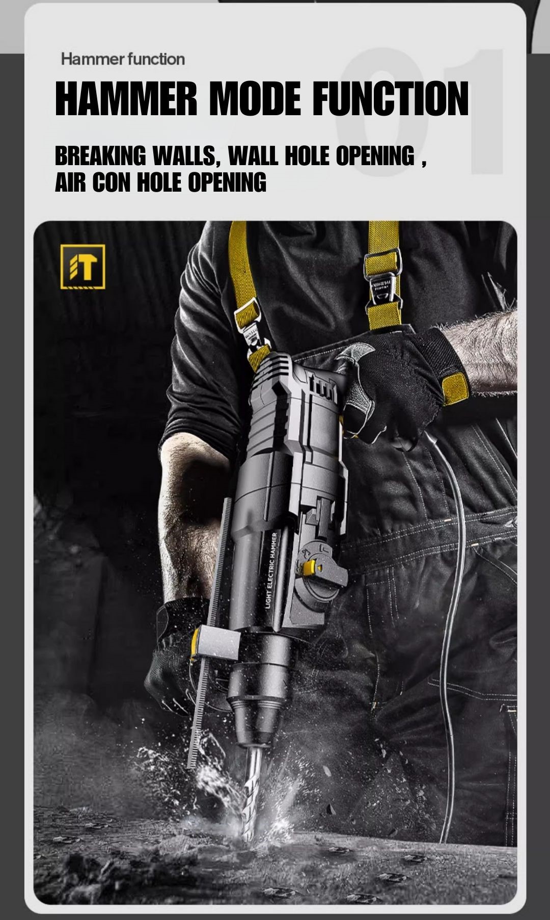 SONCO 2200W Rotary Hammer Drill Power Impact With Handle Chisel ...