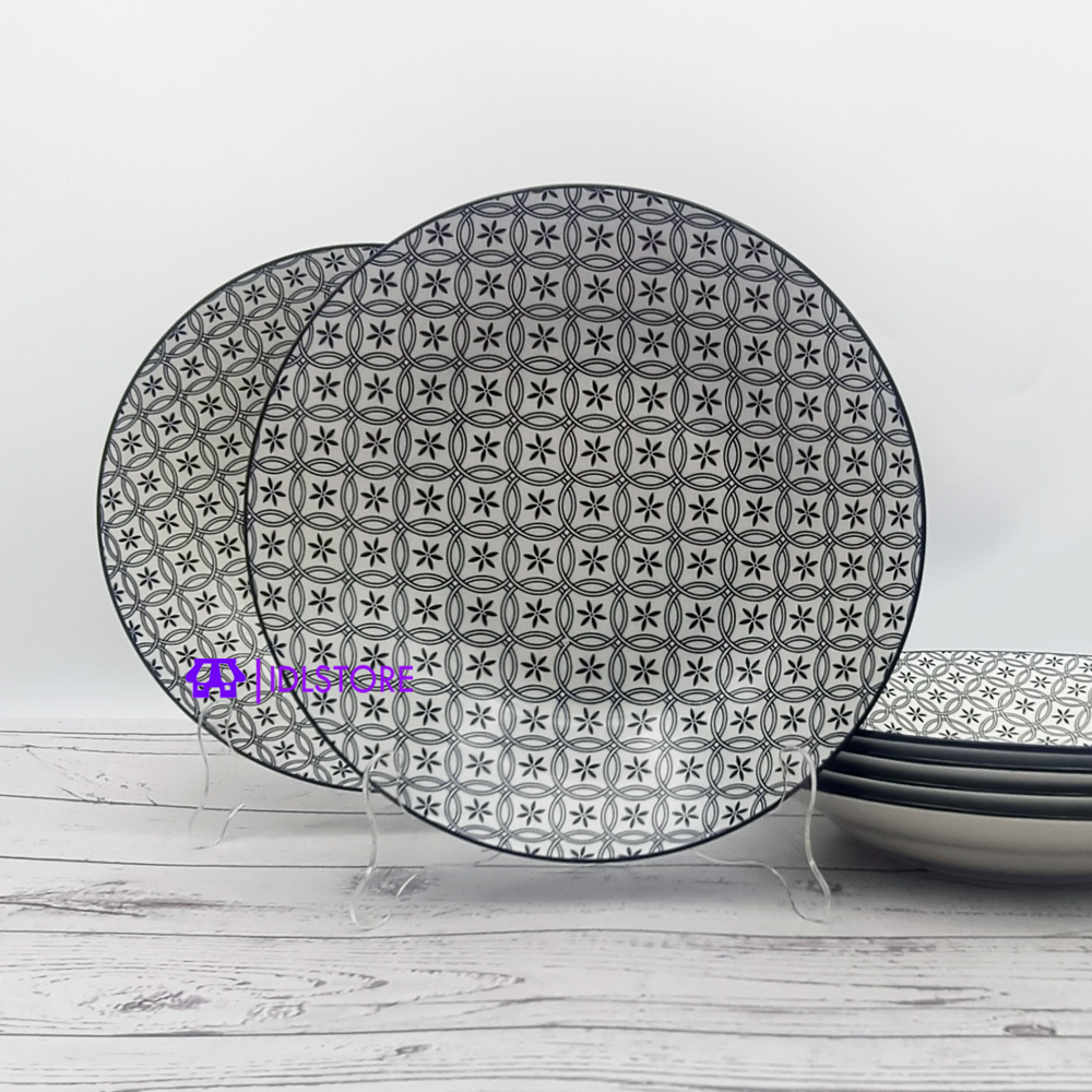 6 Pcs 23cm Porcelain Dinner Plate Bowl Set Pinggan Mangkuk Pinggan Nasi ...