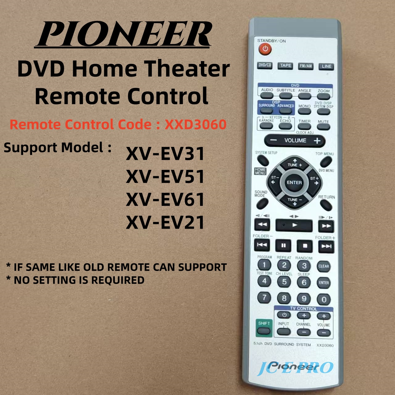 Pioneer XXD3060 DVD Home Theater Remote Control XV-EV31 XV-EV51 XV-EV61 ...