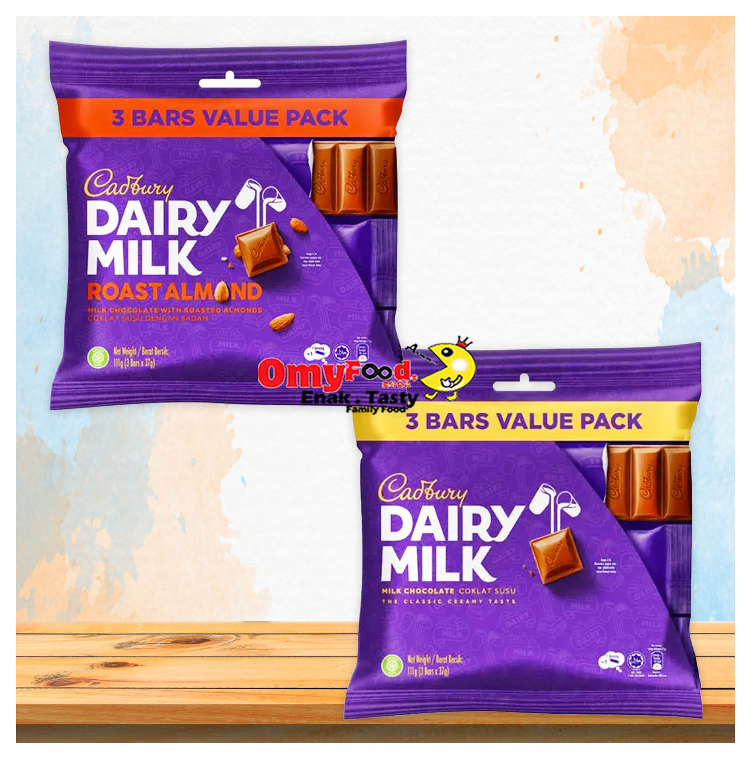 111g Cadbury Dairy Milk 3Bars Value Pack Chocolate [Milk Chocolate Plain / Roast Almond][OmyFood ...