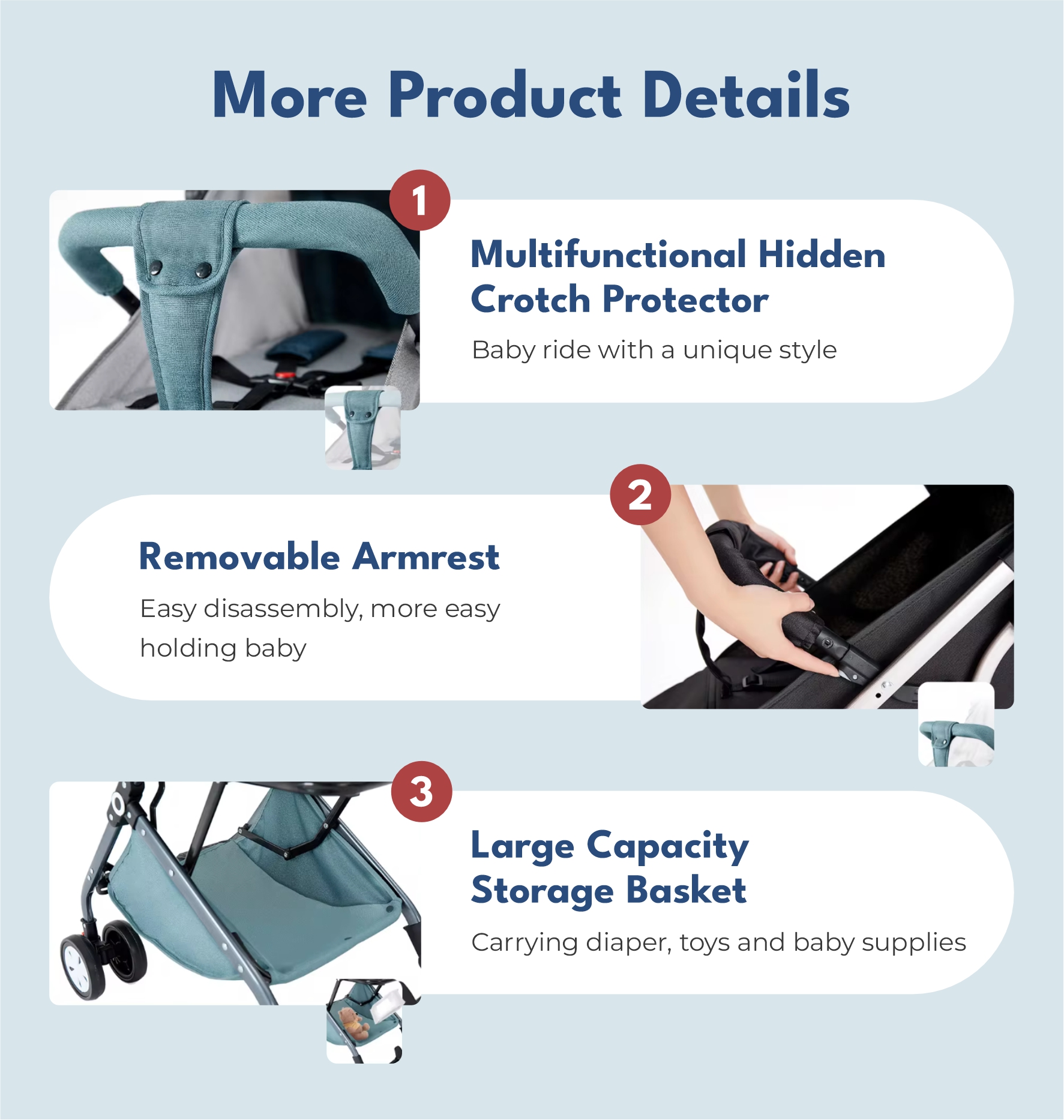 Multifunctional Compact Foldable Baby Stroller Lightweight Baby ...