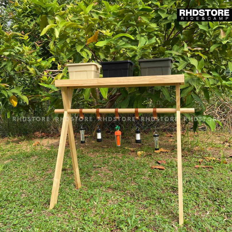 Camping Triangle Rack With Top Shelf Solid Pine Wood Lightweight ...
