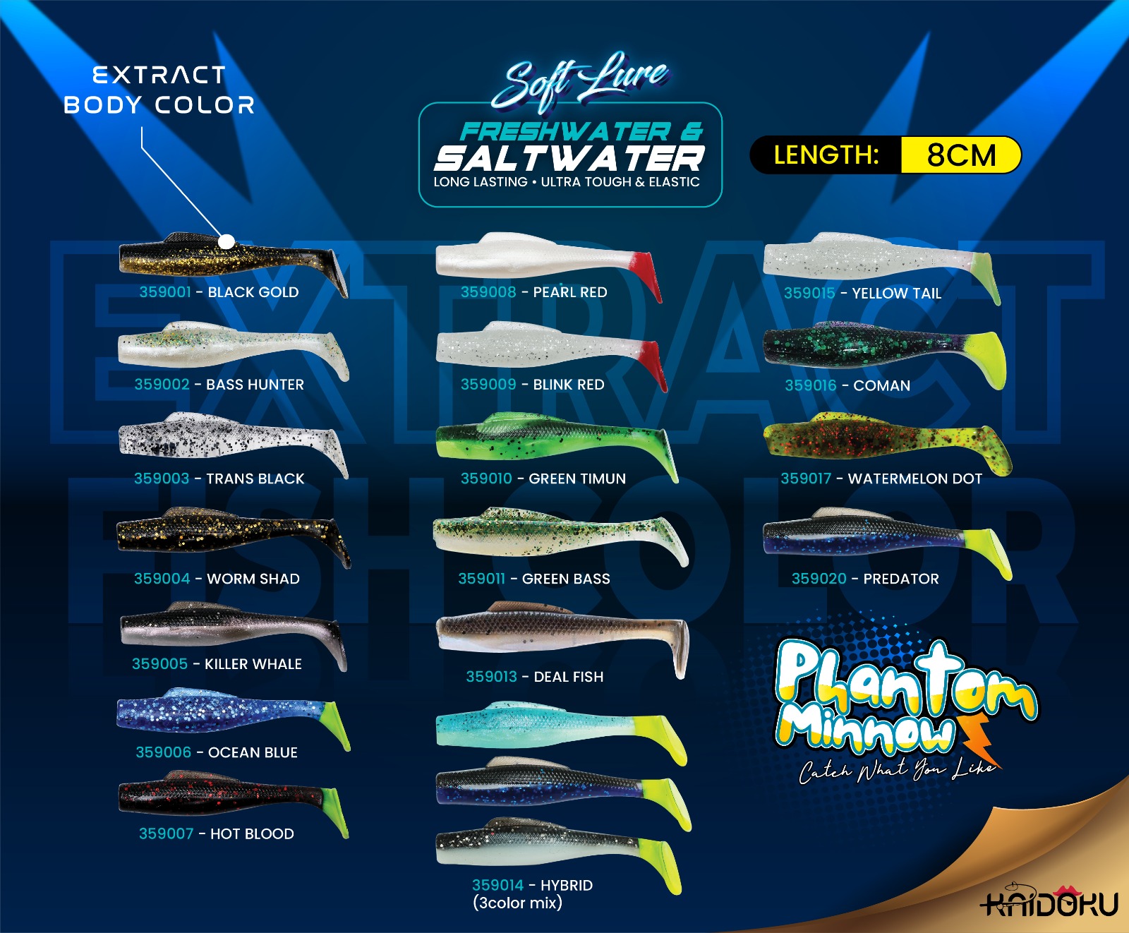 KAIDOKU (MACAM ZMAN) SP SOFT PLASTIC #PHANTOM MINNOW #8CM (3'' INCI) 10X LURE SCENTED SMELL/BAU ...