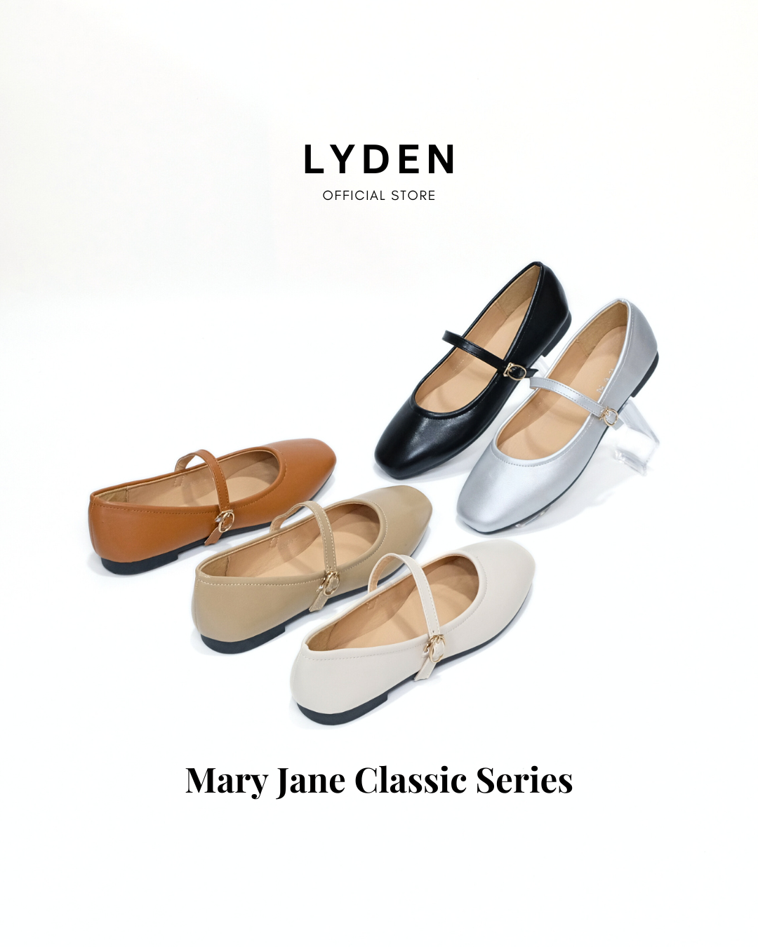 【NEW】Lyden Mary Jane Classic Flats - Beige//Silver//Khaki//Coffee//Classic Black | Shopee Malaysia