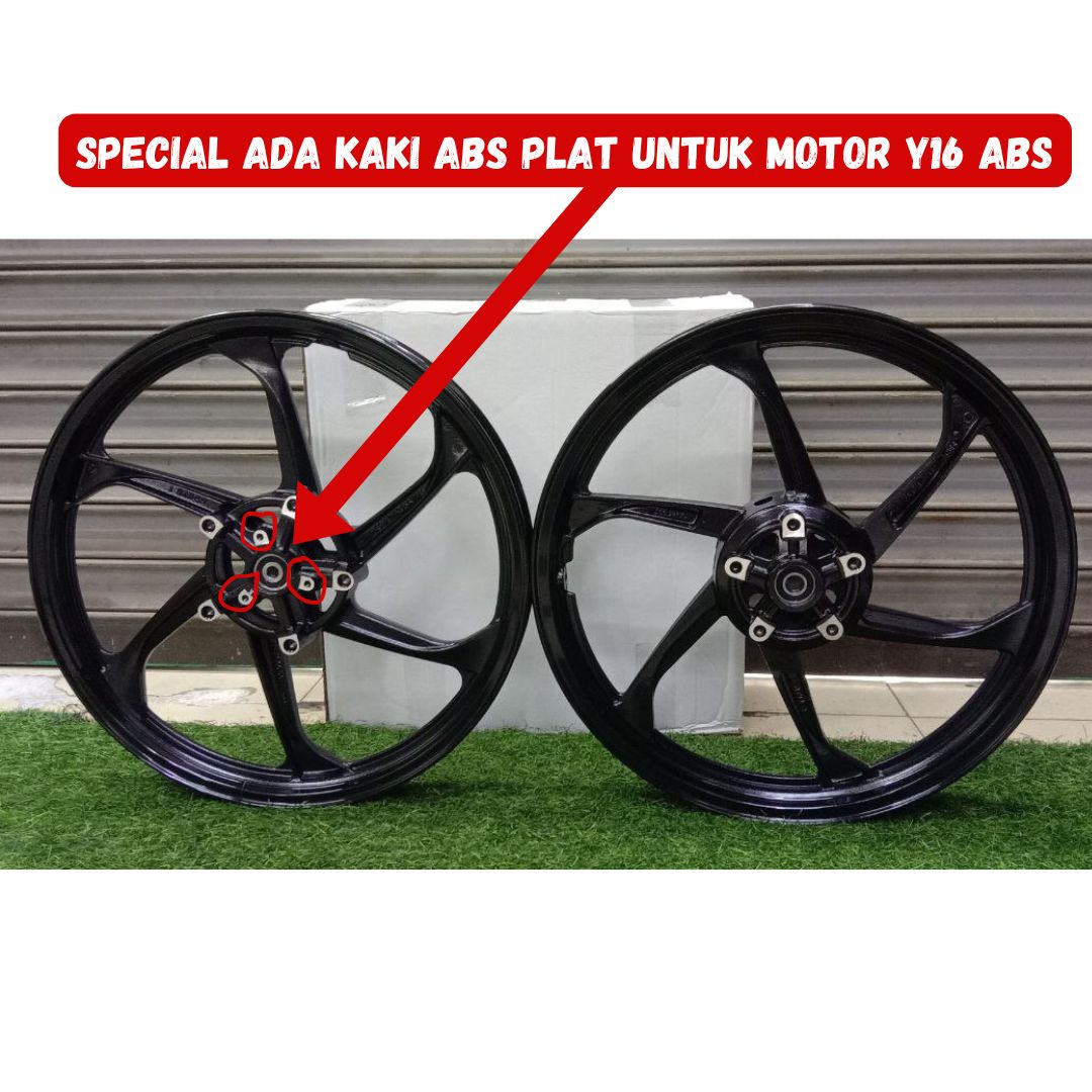 SPORT RIM ENKEI 6L 6 BATANG Y16 ABS 160/185-17 BLACK KILAT SILVER Y16ZR ( ABS MODEL PNP - TAPAK ...