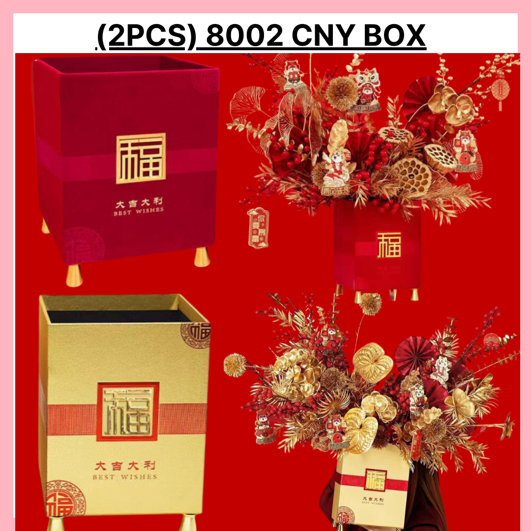 CNY BOX Flower Gift Box Surprise Delivery Box Round Florist Box Kotak ...