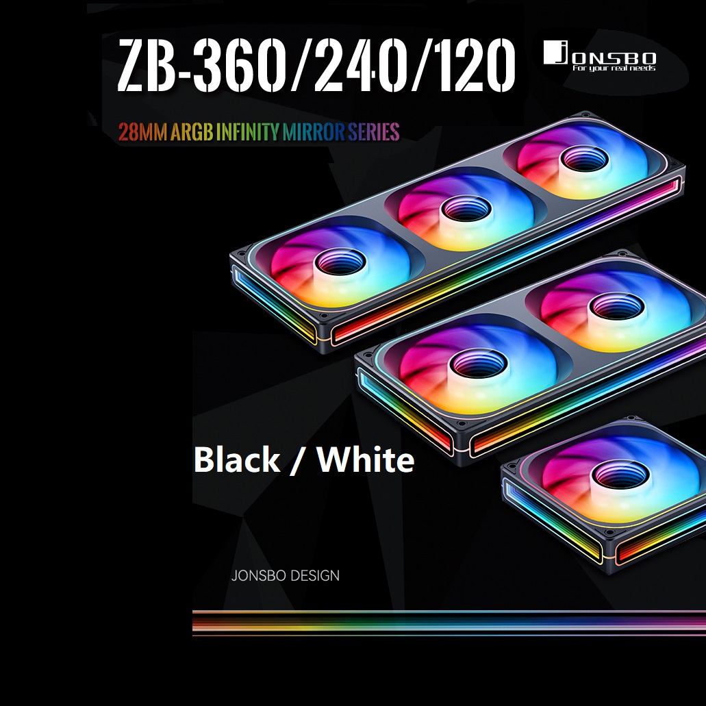Jonsbo ZB-120/240/360 Black ARGB 3Pin PWM 120mm 240mm 360mm Fan / Building Block Fan / PC Case ...