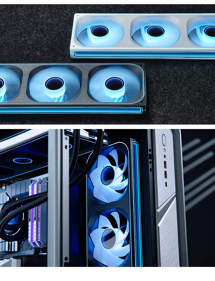 Jonsbo ZB-120/240/360 Black ARGB 3Pin PWM 120mm 240mm 360mm Fan ...