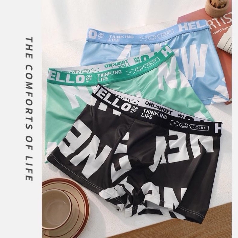 NEW Boxer Men Ice Silk Underwear Korean Styles Licin Seluar Dalam ...