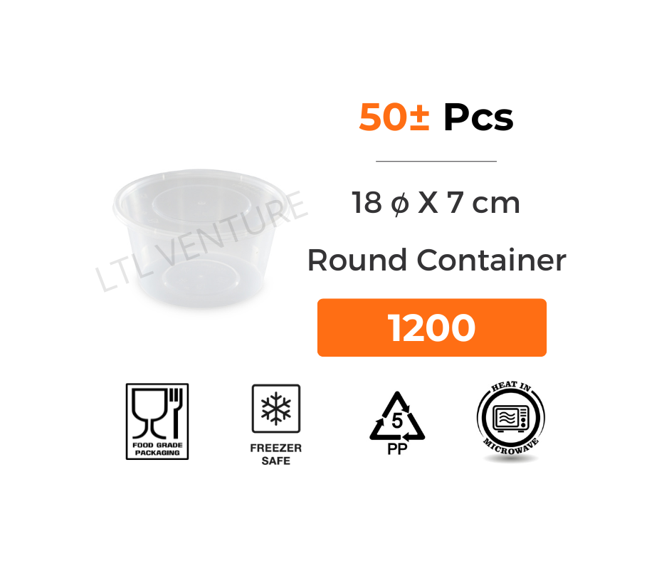 (30/50Pcs) R1000/1200/2500/3000 BIG Round Container PP Large/Disposable ...