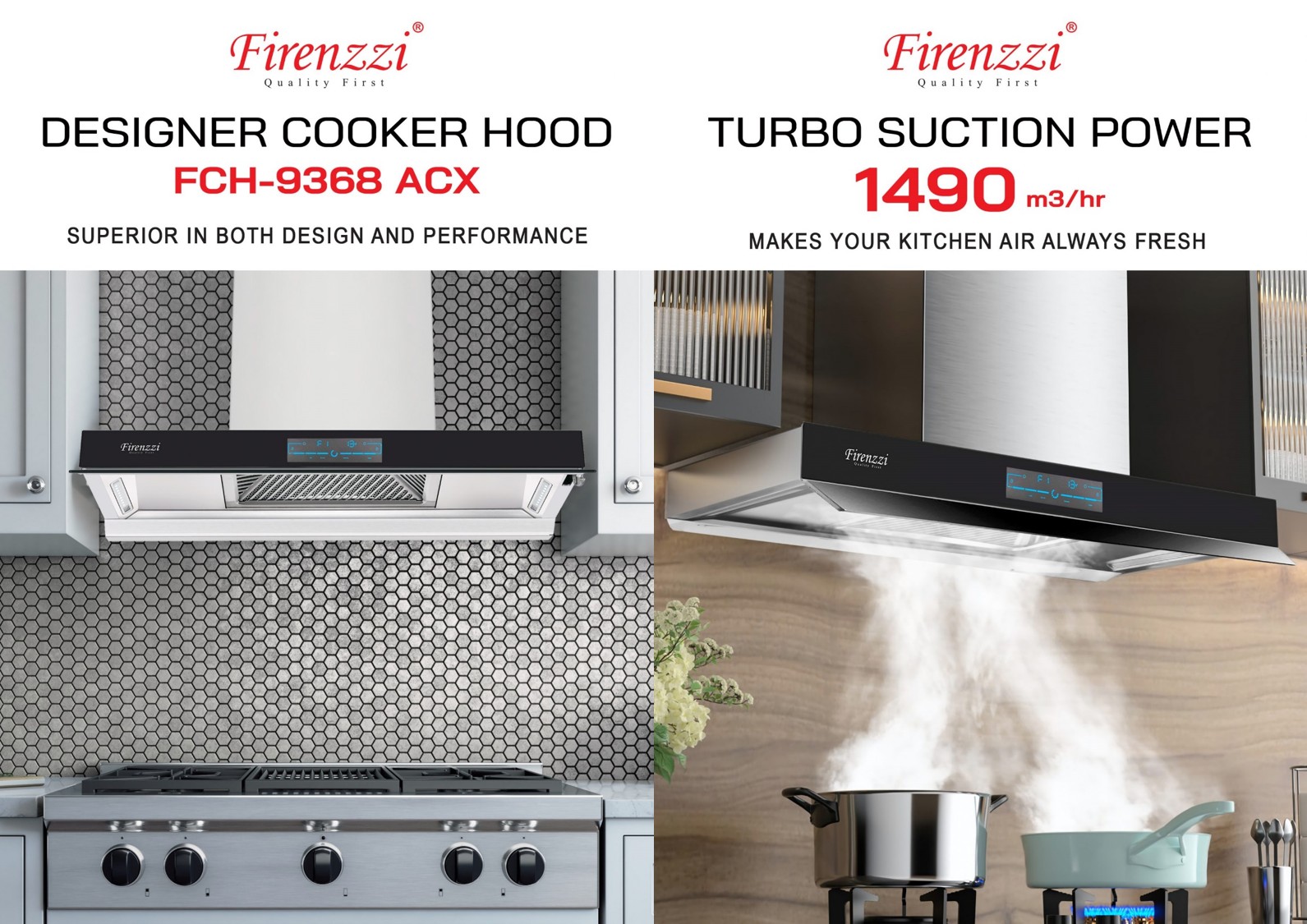 【FREE CAP + DUCTING】FIRENZZI FCH-9368 ACX Cooker Hood 1490 m³/hr (Auto ...