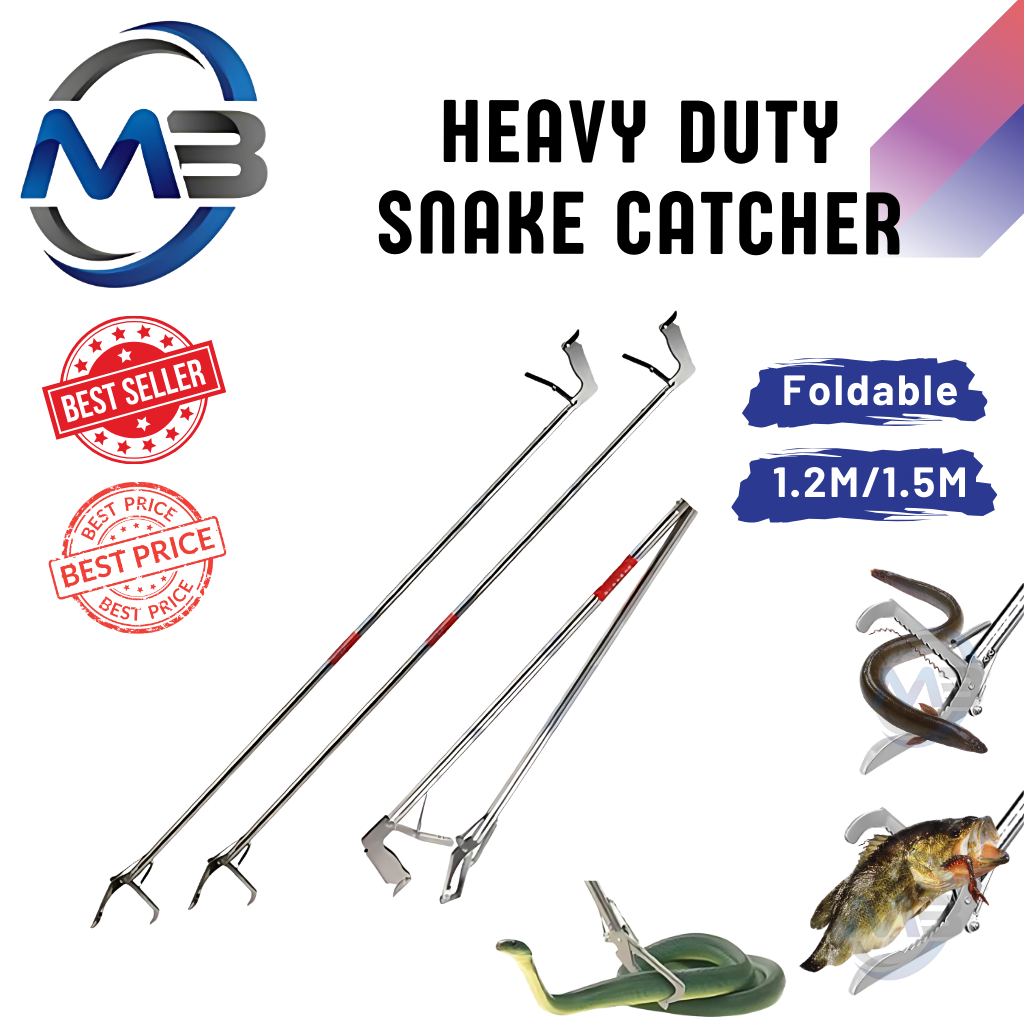 1.2M/1.5M Zigzag Wide Jaw Stainless Steel Snake Catcher and Tong Clamp ...