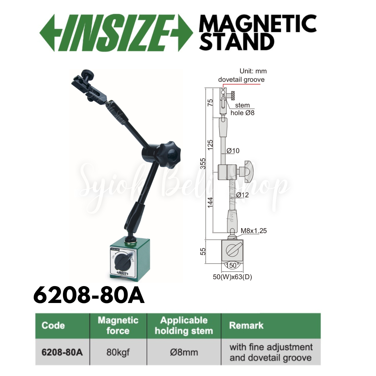 INSIZE 60kgf Magnetic Stand 6201-60 for dial indicator / Universal ...