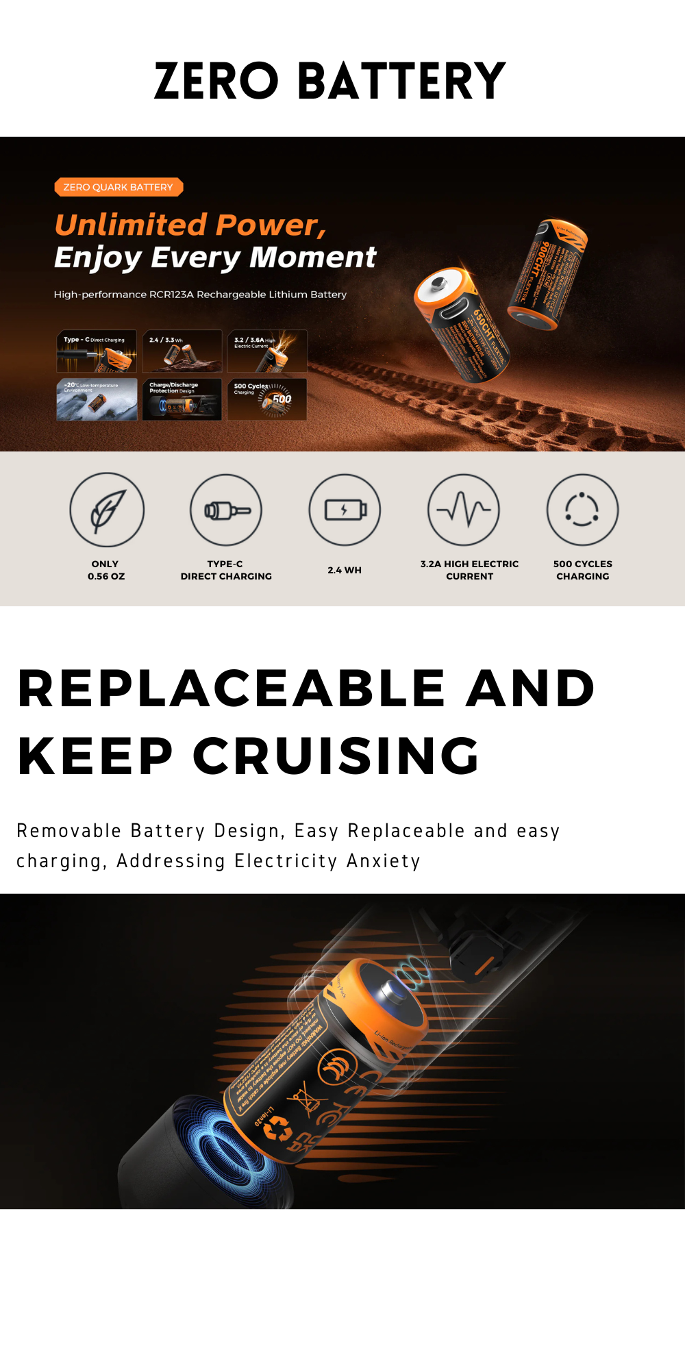 FLEXTAIL ZERO BATTERY - High Performance RCR123A Li-ion Rechargeble ...