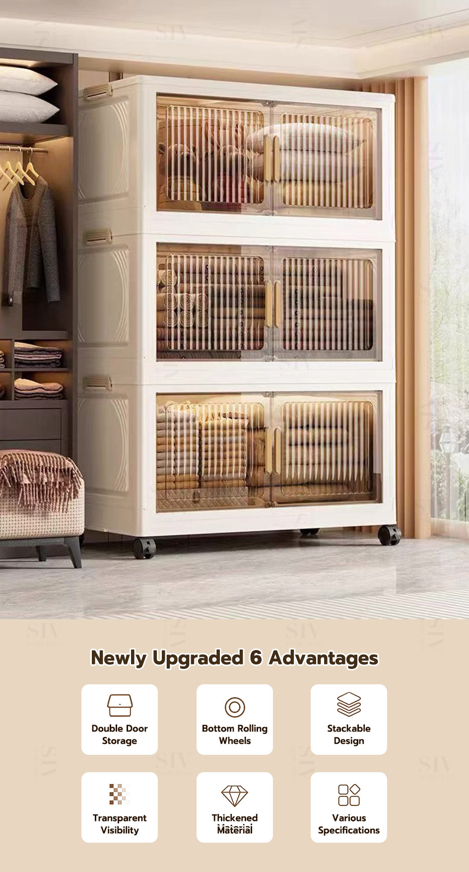 SIV 40-80cm Lowest Price Gap Storage Organizer Magnetic Door Foldable Storage Cabinet Double ...