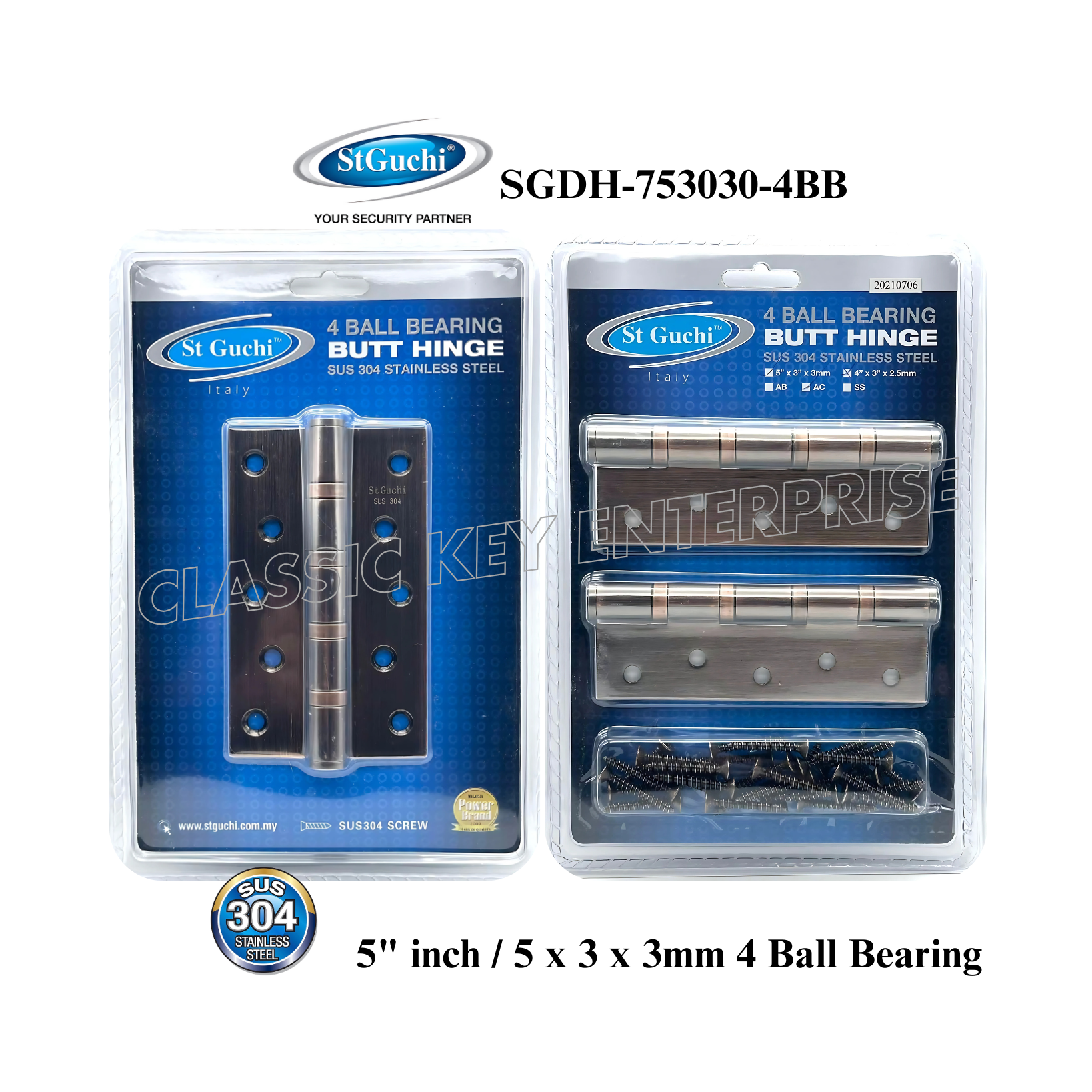 St Guchi Door Hinges SUS304 Stainless Steel Heavy Duty 4 Ball Bearing ...