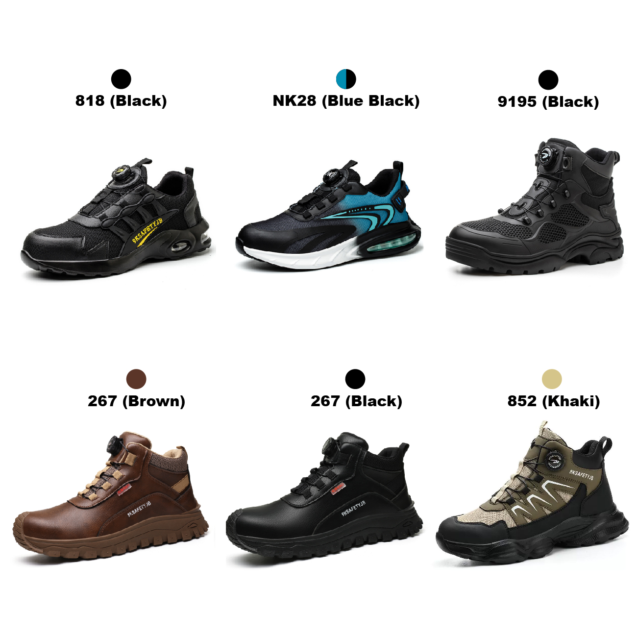 Safety Shoes with Rotating Button work shoes 9195 (BLACK)/818 (BLACK ...