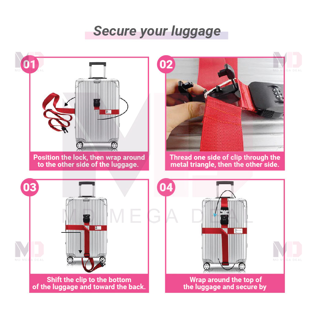 《Mega Deal》Premium Luggage Strap - Passcode Lock Bag Suitcase ...