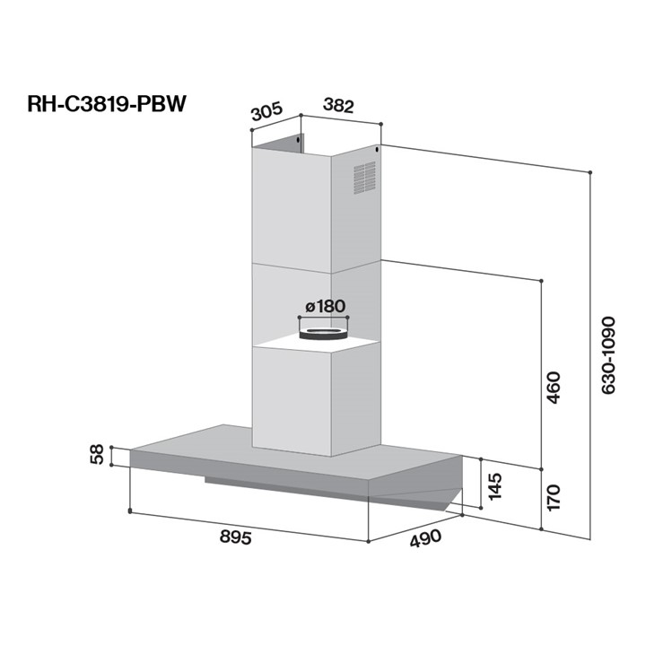 (FREE GIFT + SHIPPING) Rinnai 90cm RH-C3819-PBW 1700m3/hrs 3 Speed+Booster LED Chimney Cooker ...