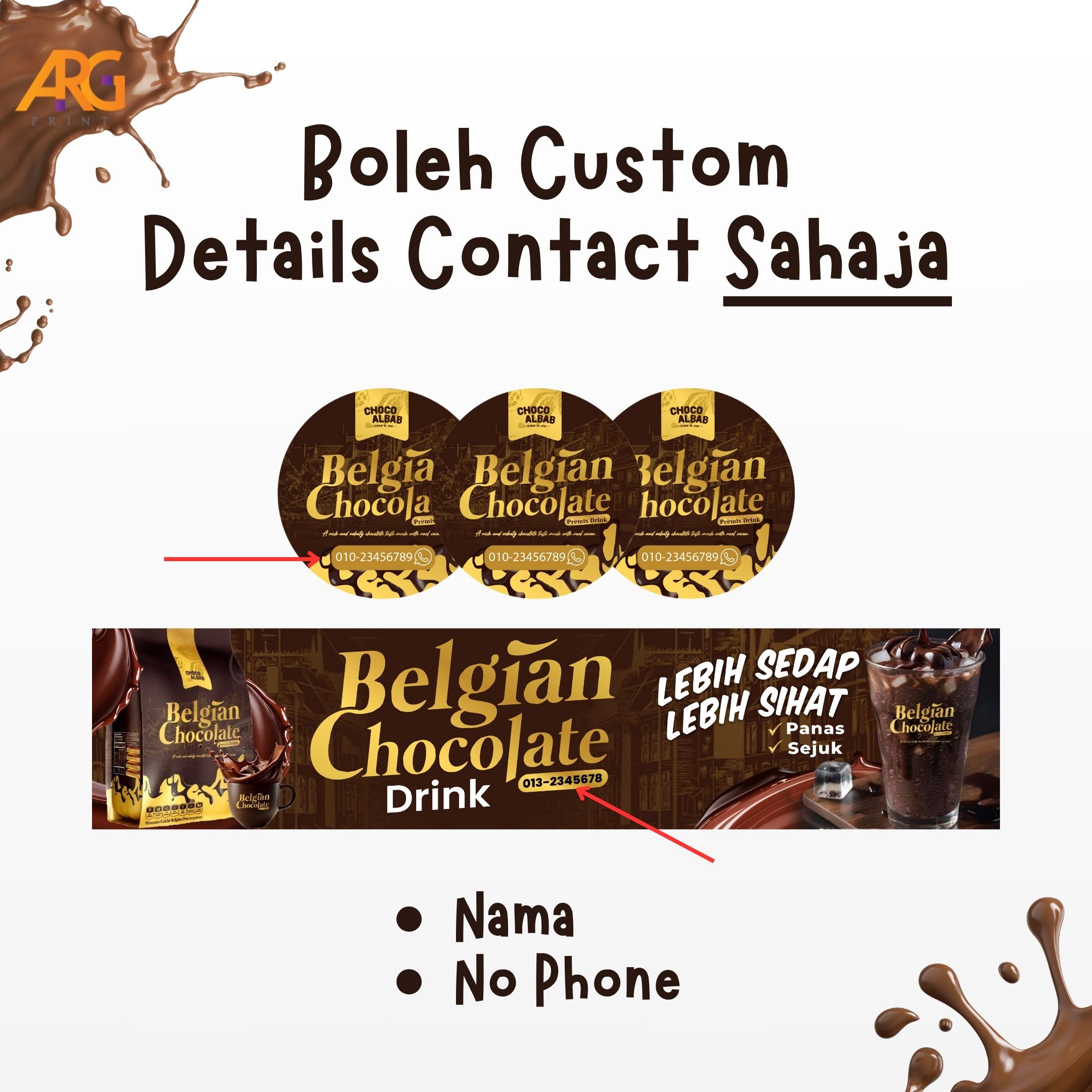 Sticker Banner Custom Belgian Chocolate Drink | Sticker Label ...