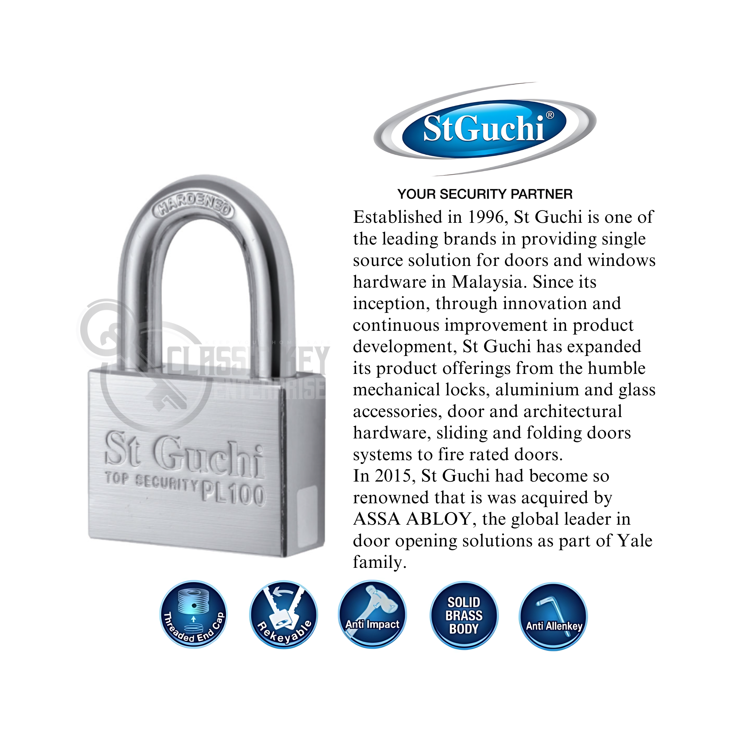 St Guchi Padlock Model SGPL-100N Body Size 40mm (SIRIM APPROVED ...