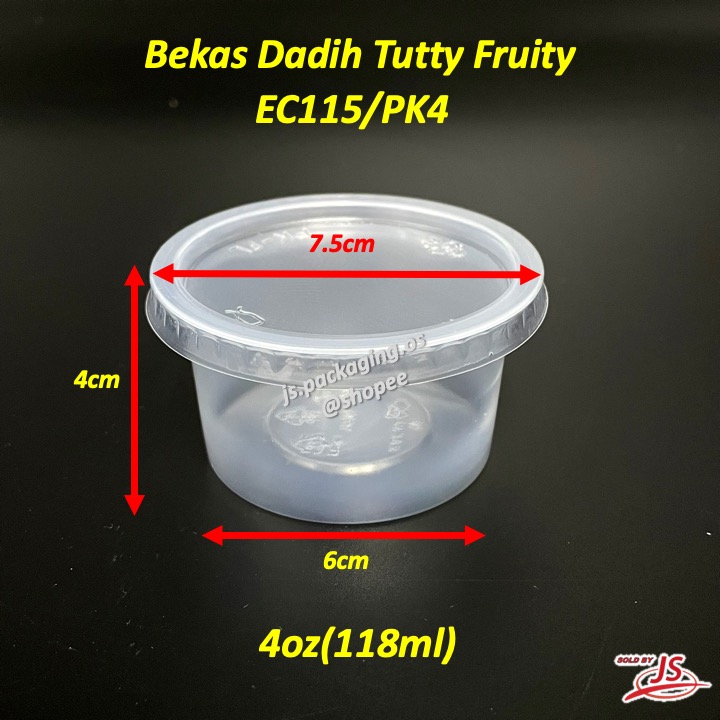 Bekas Dadih Tutty Fruity 4oz Small PP Round Container with lids Bekas ...