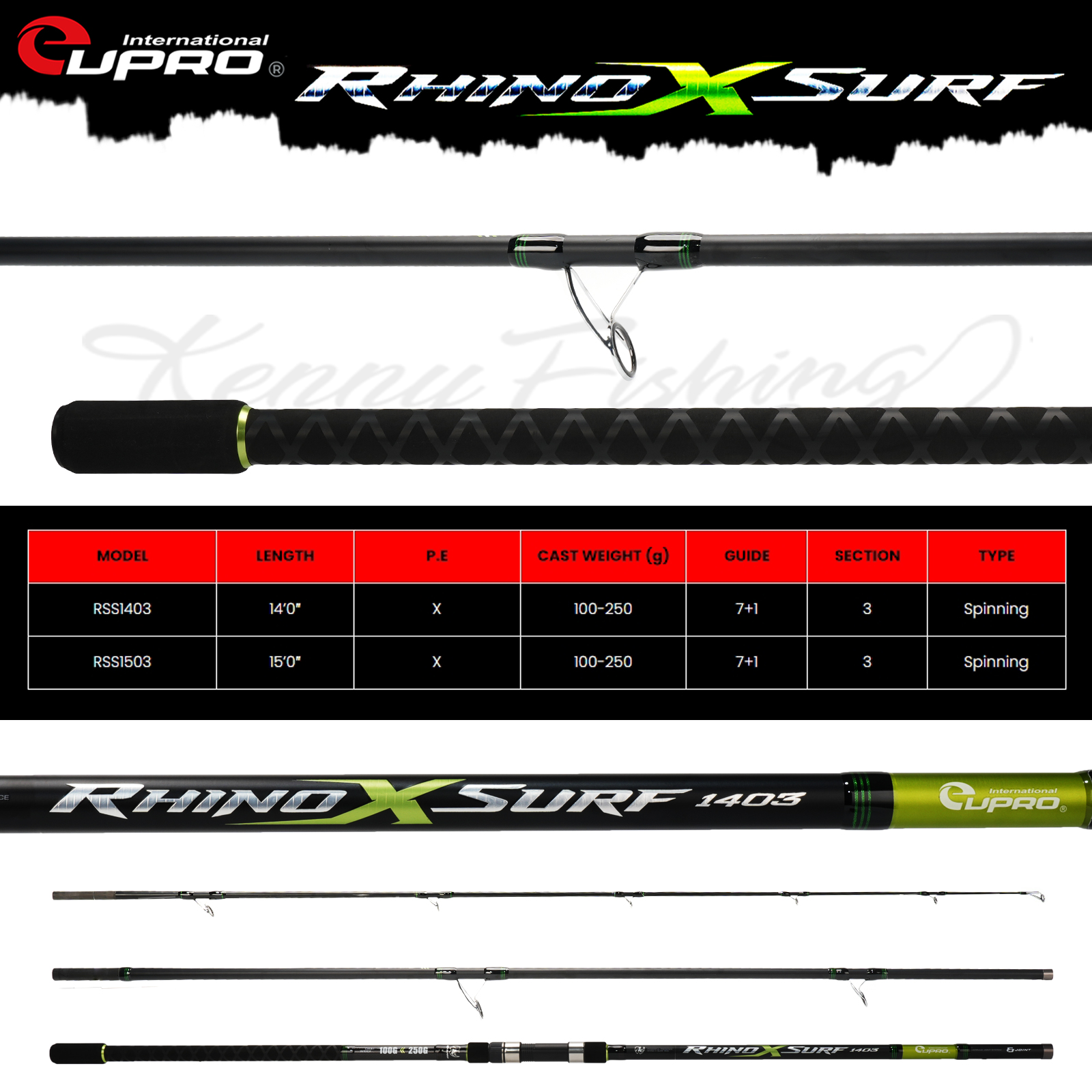 EUPRO RHINO X 14 FT & 15 FT SURF SPINNING LONG CAST ROD 15kaki 14kaki ...