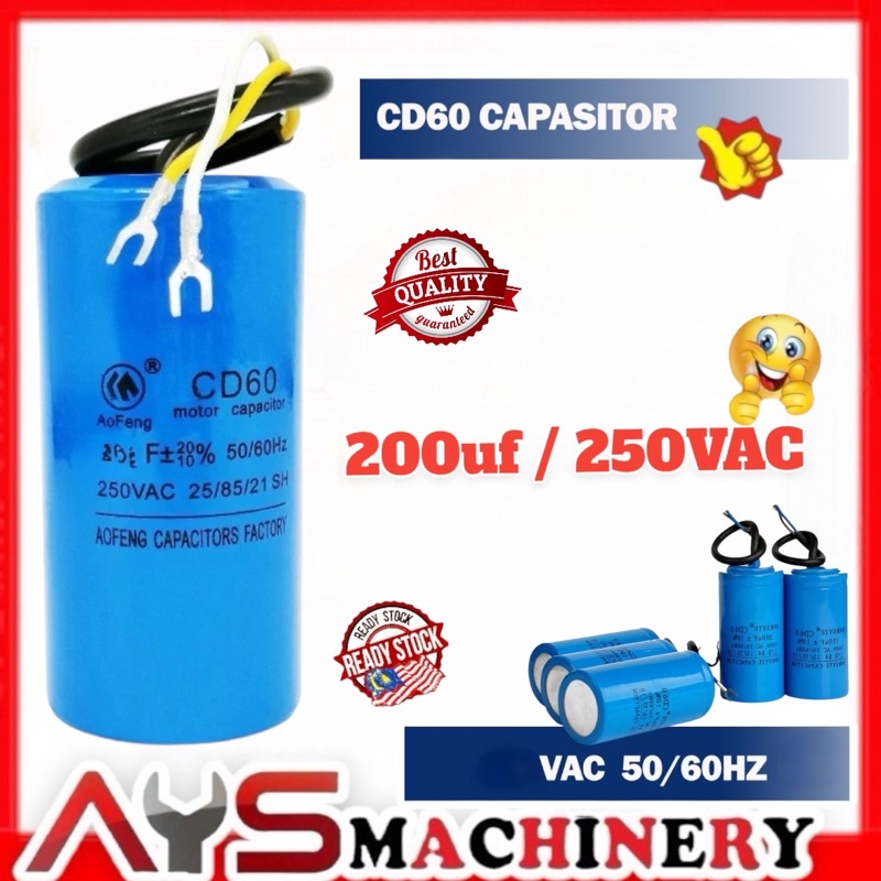 250V Motor Starting Capacitor CD60 Condenser Kapasitor 100UF/150UF ...