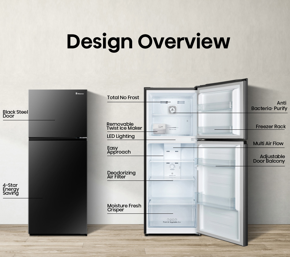 [NEW] Hisense 500L 2 Door Inverter Refrigerator Black 4 Star Energy ...