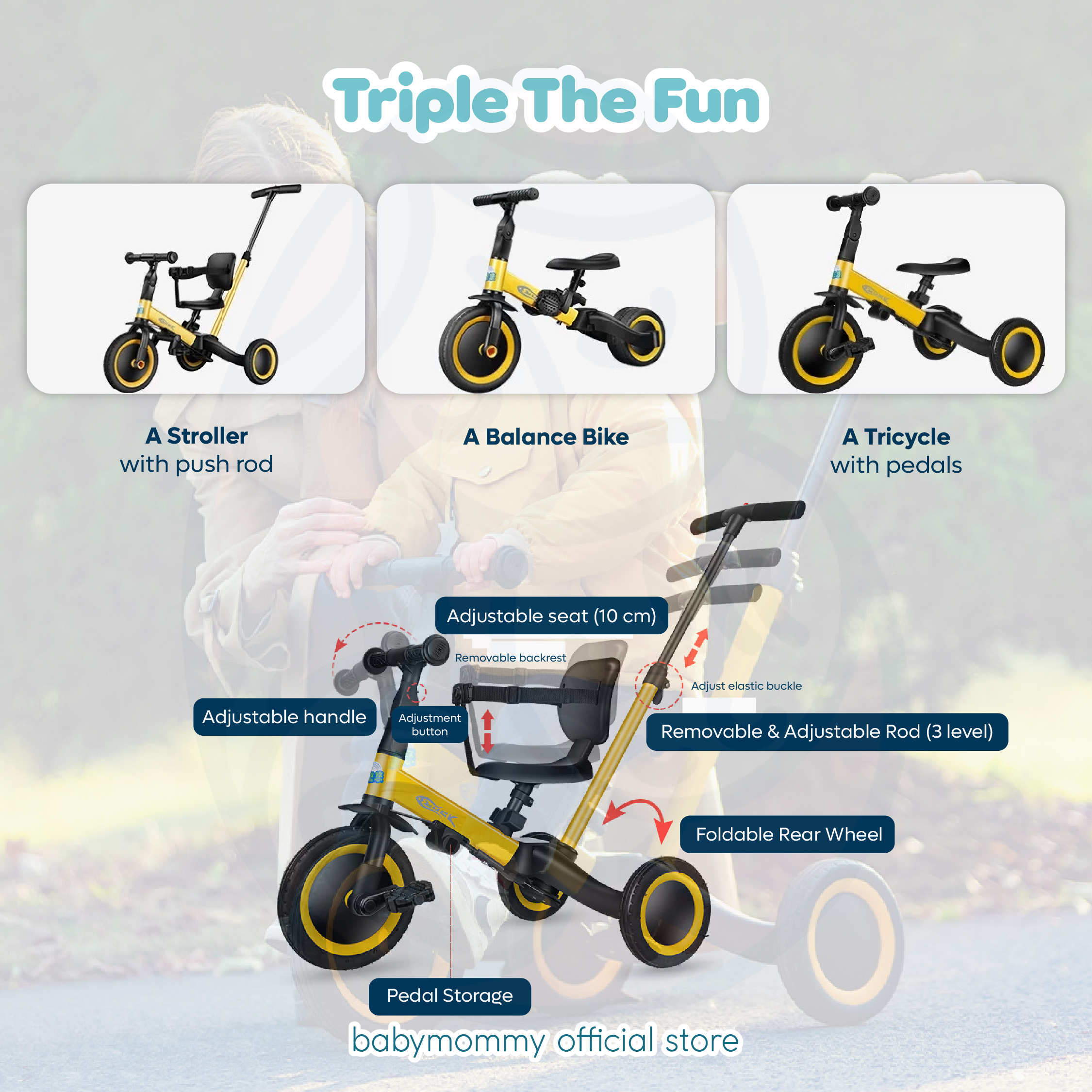 ReadyStock 🇲🇾 [Premium Quality] 3 in 1 / 2in1 Tricycle 3 Wheels Balance ...
