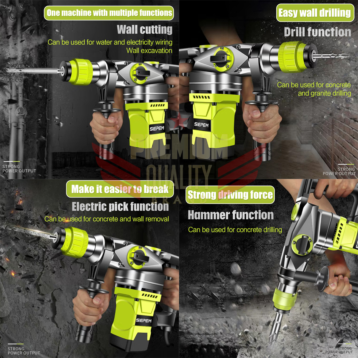 6500W Electric Pick Rotary Hammer Drill Drilling Demolition Jackhammer Breaker Electric Wood ...