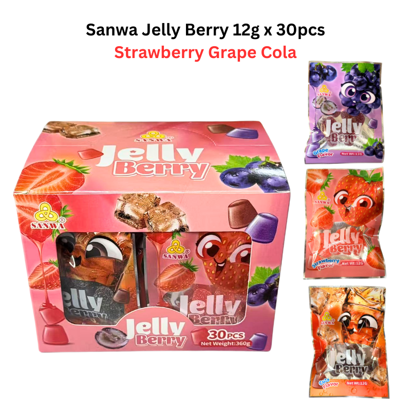 Halal Sanwa Jelly Berry 12g x 30pcs Strawberry Grape Cola | Shopee Malaysia
