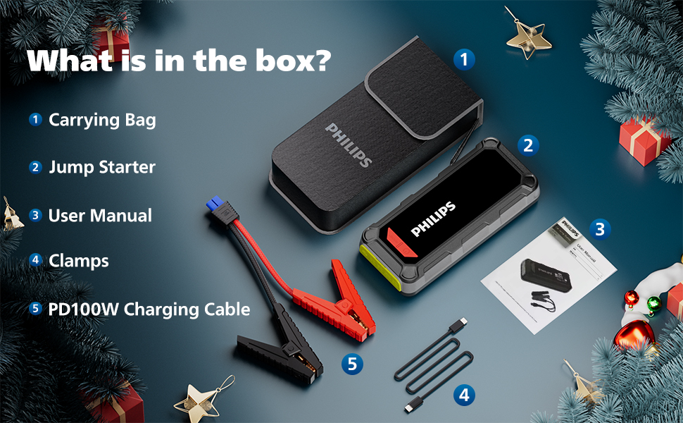 PHILIPS 2300A / Powerful 16000 mAh Portable Lithium Car Battery Jump ...
