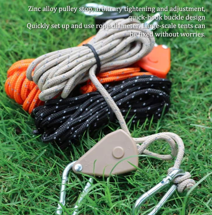 Outdoor Pulley Adjuster Tent Fastener Metal Lifting Pulley Reflective ...