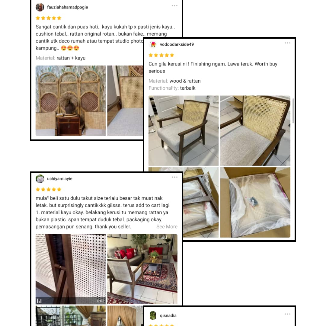 Kerusi Berlengan Rotan Asli VADMIR Armchair Rattan Lounge Chair Modern ...