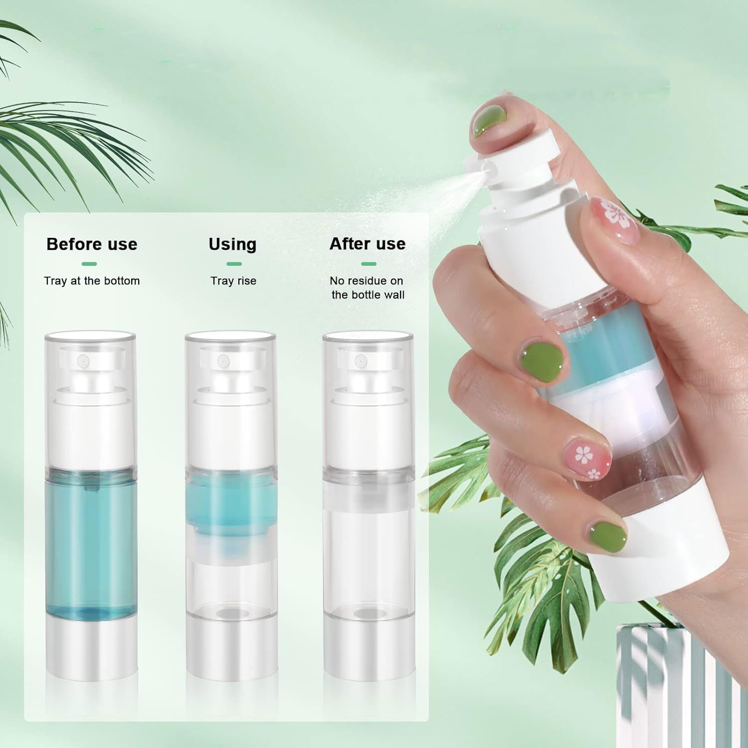 100ML Vacuum Pump Bottle Lotion Dispenser Refillable Airless Lotion ...