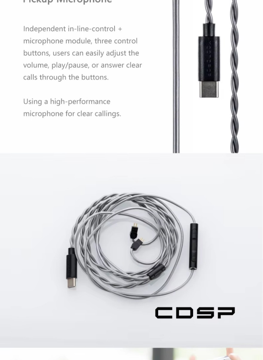 Moondrop CDSP, Upgrade Cable: Online Interactive DSP, USB-C Wired, Oxygen-Free Copper Cable with ...
