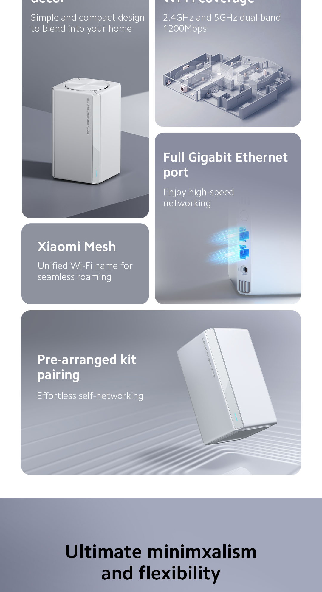 Xiaomi Mesh System AC1200 | 2.4GHz+5GHz Dual Band | 1200Mbps Wifi Speed ...