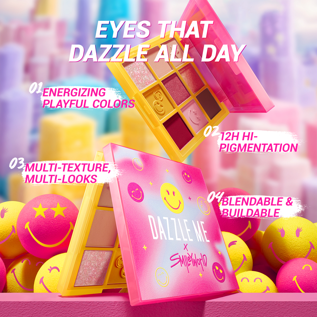 [Limited Edition] DAZZLE ME X SmileyWorld Cosmic Eyes Eyeshadow Palette 9 in 1 Multi-Texture 9g ...