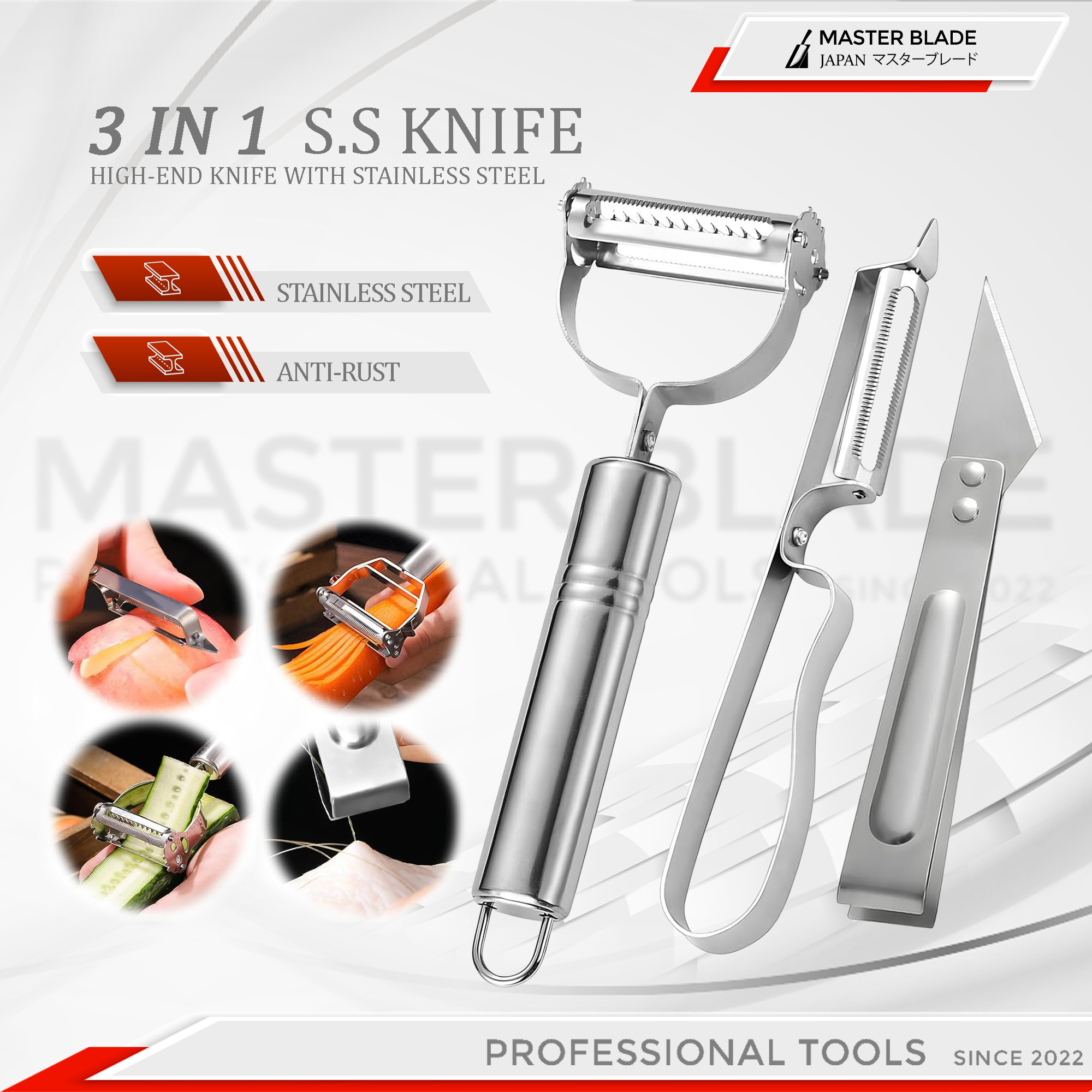 MASTER BLADE Kitchen Scissors Gunting Peeler Dapur Heavy Duty Stainless ...