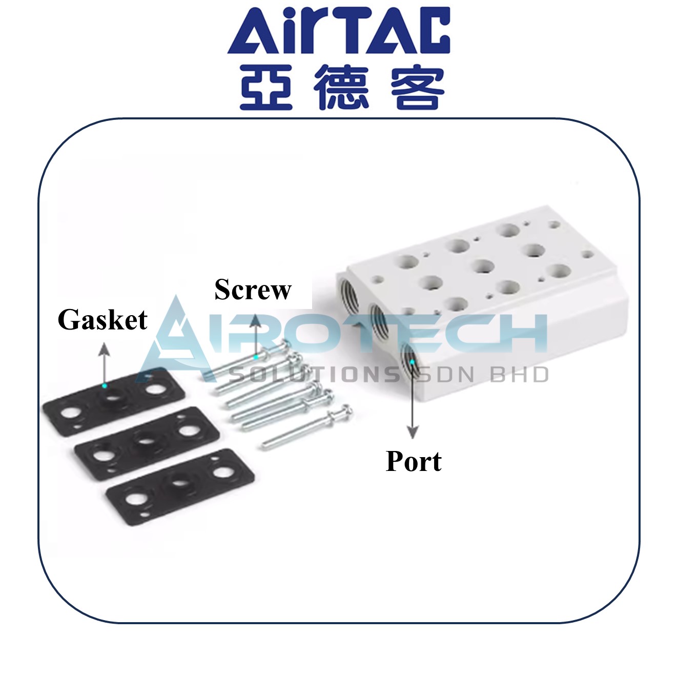 AirTAC 4V Manifold Solenoid Valve Base 4V100 4V200 4V300 4V400 | Shopee ...