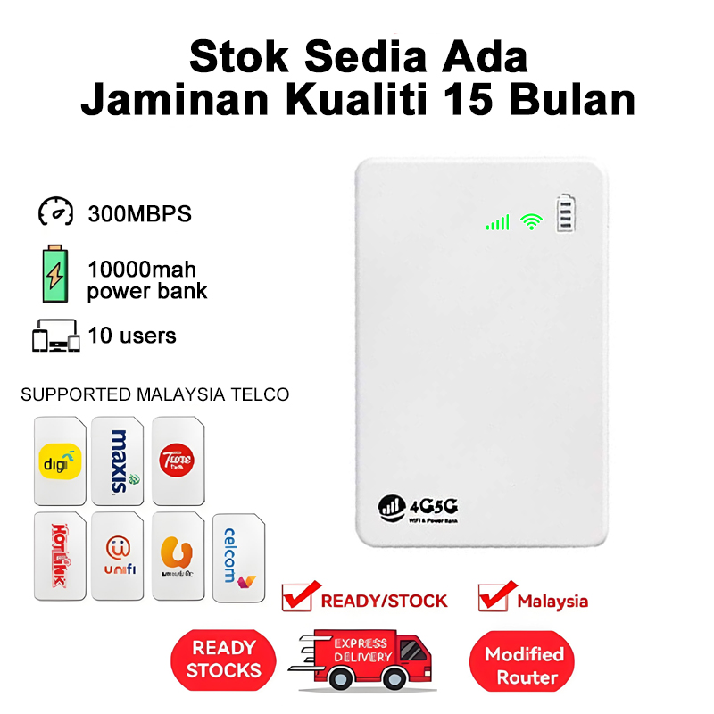 CIMCOM WIFI6 4G 5G Modem Router Mudah Alih 10000mAh Bateri Type C ...