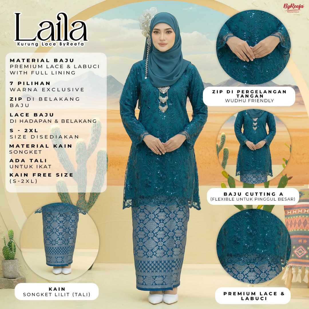 ByReefa | Kurung Lace LAILA | Material Baju Premium Lace & Labuci ...