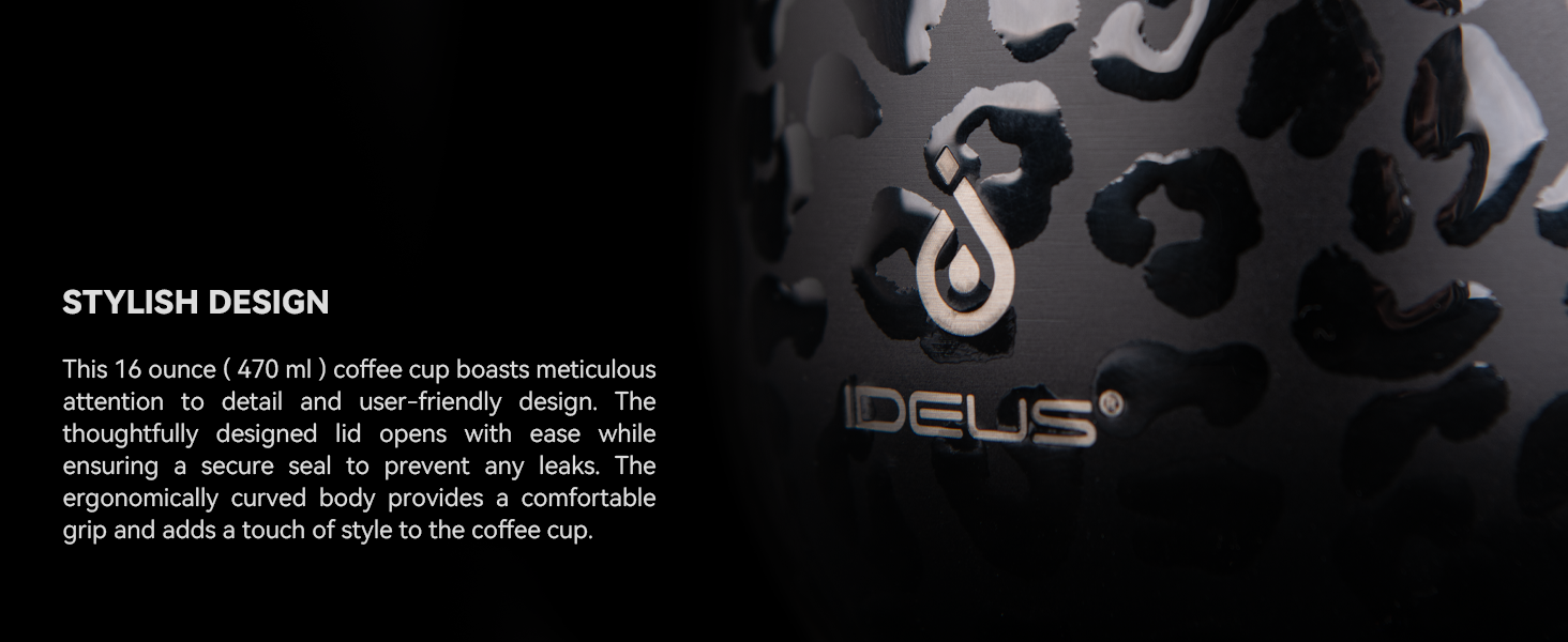 IDEUS Insulated Coffee Mug with Handle and Lid,Double Wall Stainless ...