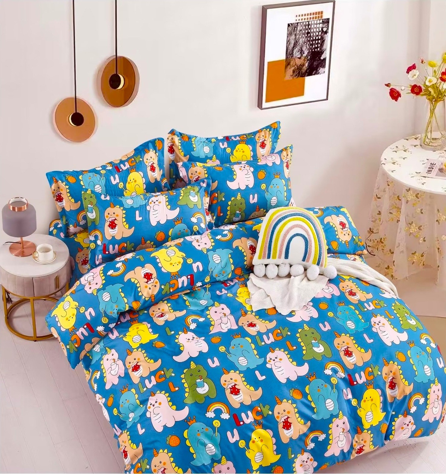 Cadar Kartun Queen King 7 in 1 Dinosaur Panda Bear Cartoon Bedsheet ...