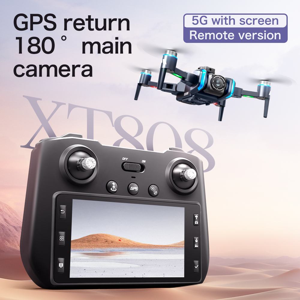 New XT808 MAX Drone Screen Display 5g Optical Flow Gps Folding Drone ...